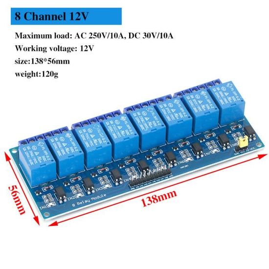 8 canaux 12V - Module De Relais Avec Sortie De Relais Optocoupleur Pour ...