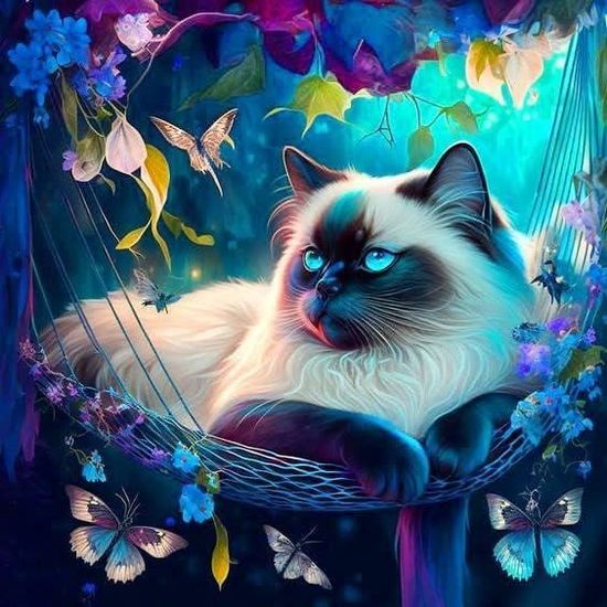 5D Diamond Painting Kit Complet Chat Et Chaton,Ronde Diamond,Diy ...