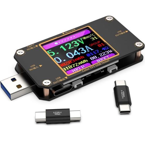 Testeur USB Power Multimètre USB C Meter de Courant et de Tension 4,5 ...
