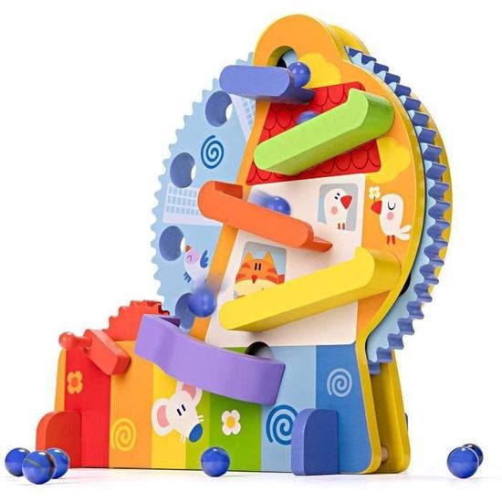 Circuit de Billes Jouet Montessori Bebe 3 Ans Jouet en Bois Grand Roue ...