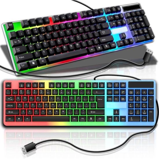 Clavier Gaming Avec Diode Led Rvb Dynamique Clavier Qwerty À Membrane ...