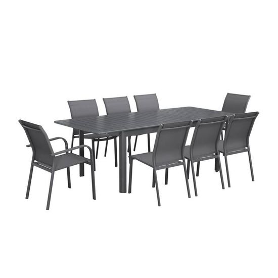 Table de jardin - SWEEEK - Seattle - Aluminium et textilène - 8 places - Extensible - Cdiscount ...