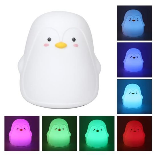 TMISHION veilleuse pingouin Silicone coloré mignon pingouin USB charge LED veilleuse lampe pour ...