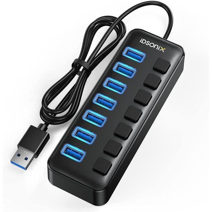 Idsonix hub usb 3.0, 7 ports usb avec 1 port dalimentation de type c 5v ...