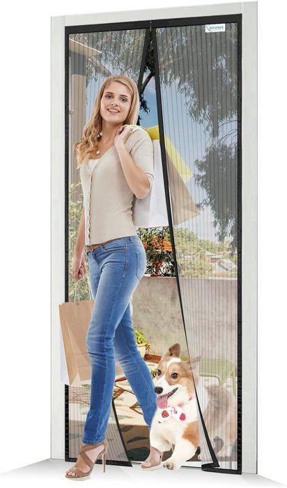 Moustiquaire Porte Fenetre 100x220,Rideau Moustiquaire Magnétique Noir ...