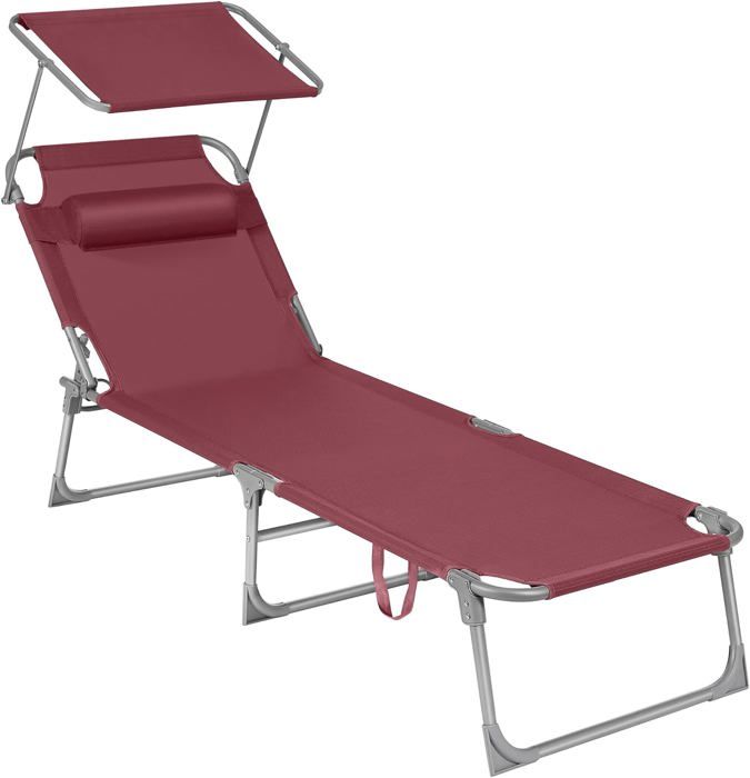Chaise Longue Pliable Transat 193 x 53 x 29 cm Capacit de Charge 150 kg ...