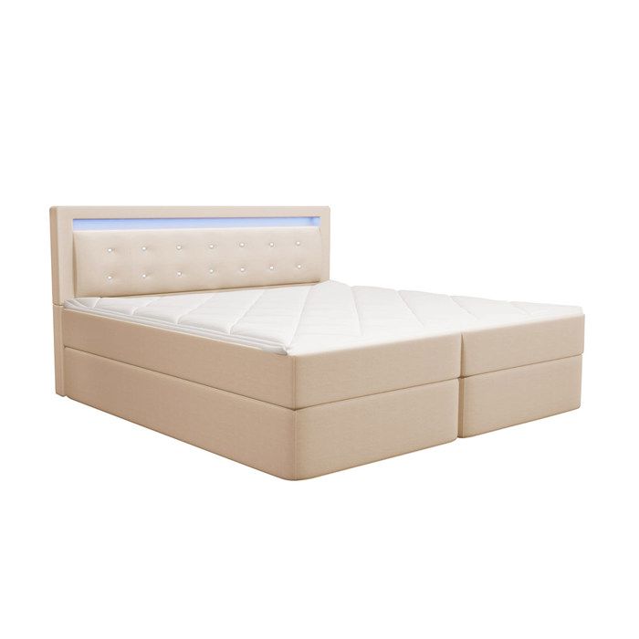 Lit boxspring HOME DELUXE ZENOVA - 180 x 200 cm - Beige - Cdiscount Maison