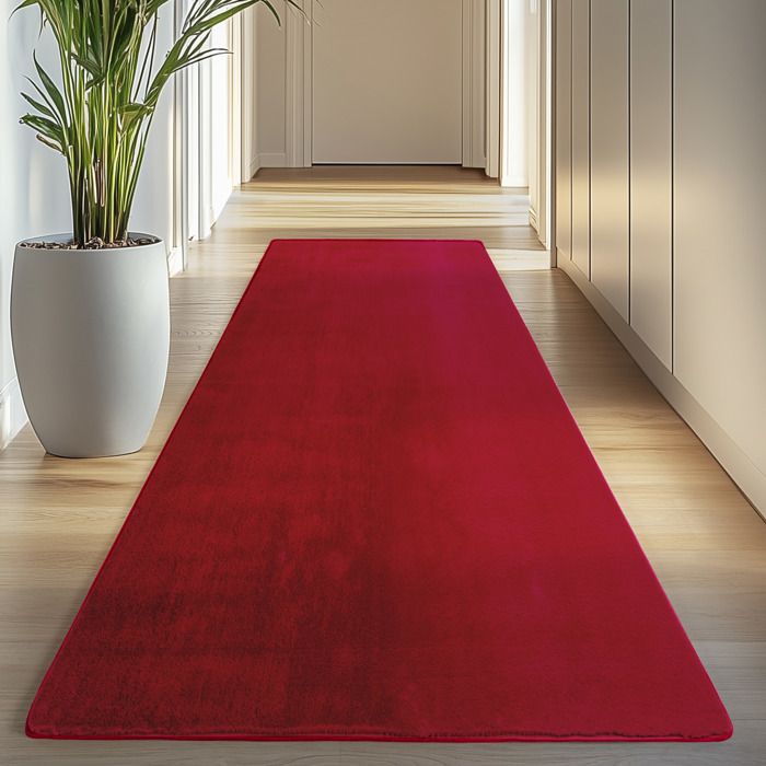 Carpettex Tapis Runner Rouge 80x250 cm Lavable Tapis à Poils Courts ...