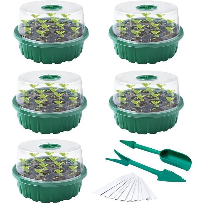Lot de 5 Mini Serre pour Semis Bac à Semis avec Couvercle 13 Cellules ...