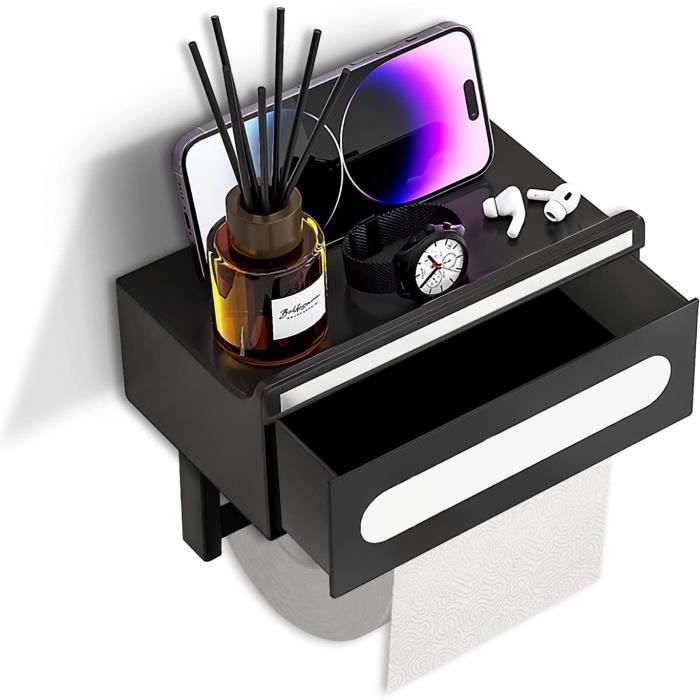 Porte Papier Toilette Support Mural En Noir, Dérouleur Porte Rouleau ...