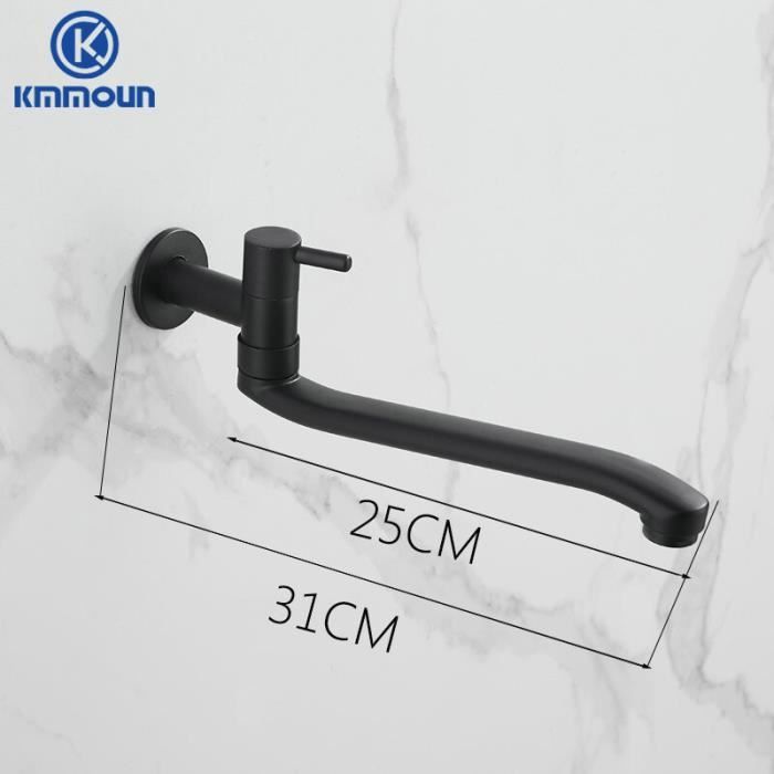 Robinetterie sdb - Vadrouille Froide Simple Noir - Bec Mural - Robinet d'Évier de Cuisine - 30cm ...