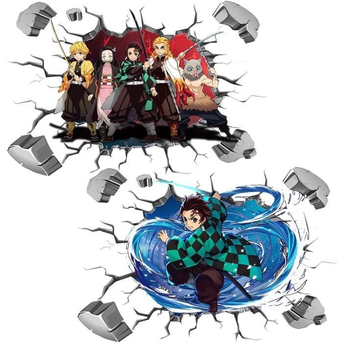 Demon Slayer Stickers Décorations Murales 3D Smash Sticker Mural ...