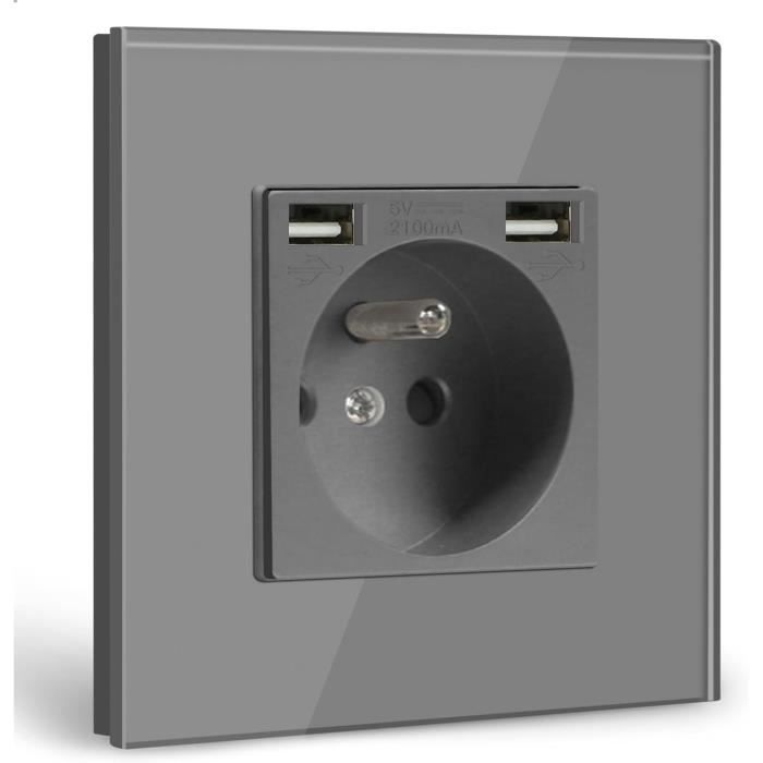 Prise Murale Avec 2 Ports Usb,16A Prise De Courant Alternatif Avec ...