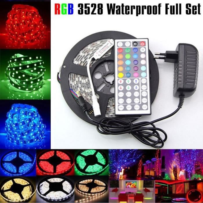 5M 3528 RGB 300 Led SMD Flexible Light Strip Lamp + 44 key IR + 12V 2A ...