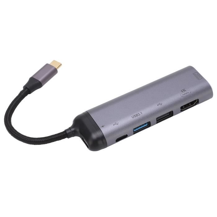 Cikonielf Concentrateur de type C 6 en 1 USB C Hub VGA USB3.1 USB2.0 TYPE C2.0 PD100 Type C ...