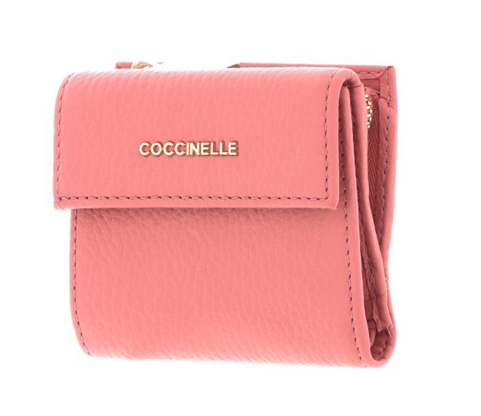 COCCINELLE Porte-monnaie rose en cuir pour femme - Metallic Soft Mini ...