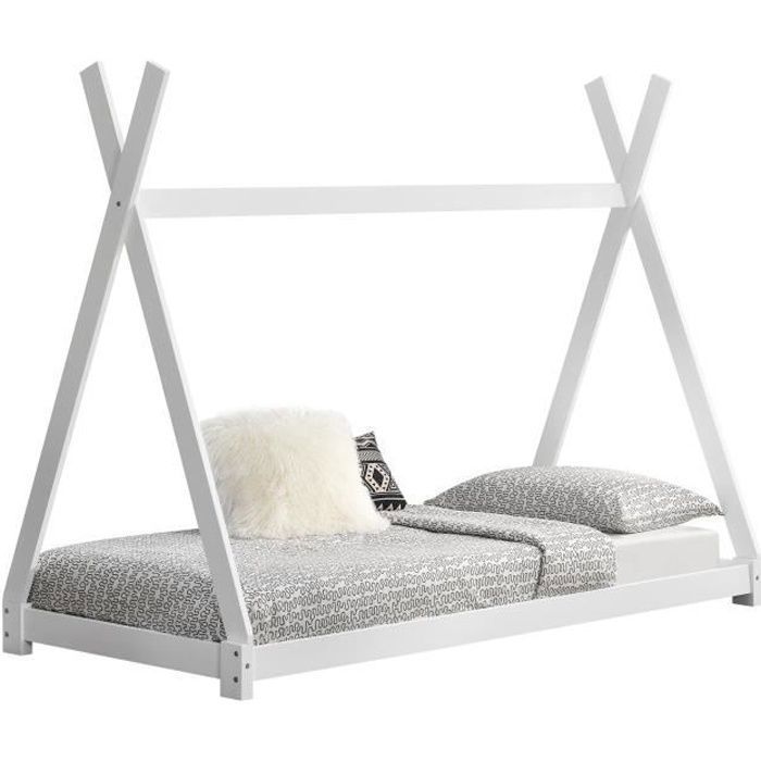 Lit de Tipi pour Enfant Onejda Blanc Mat 200 x 90 cm [en.casa ...