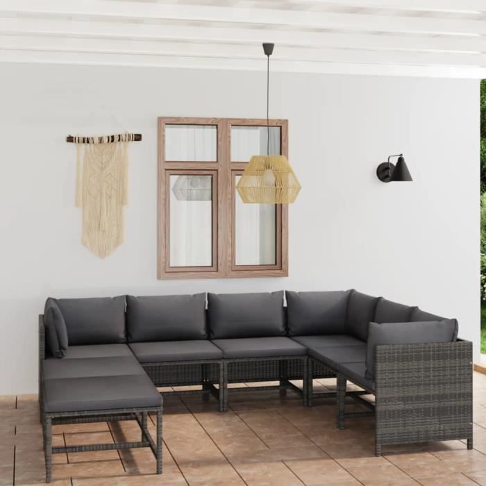 Star Sale* Salon bas de jardin balcon Sofa de jardin 8 pcs avec ...