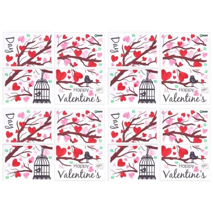 Qiilu Stickers Saint Valentin 4 Ensemble Autocollant Mural Bricolage ...