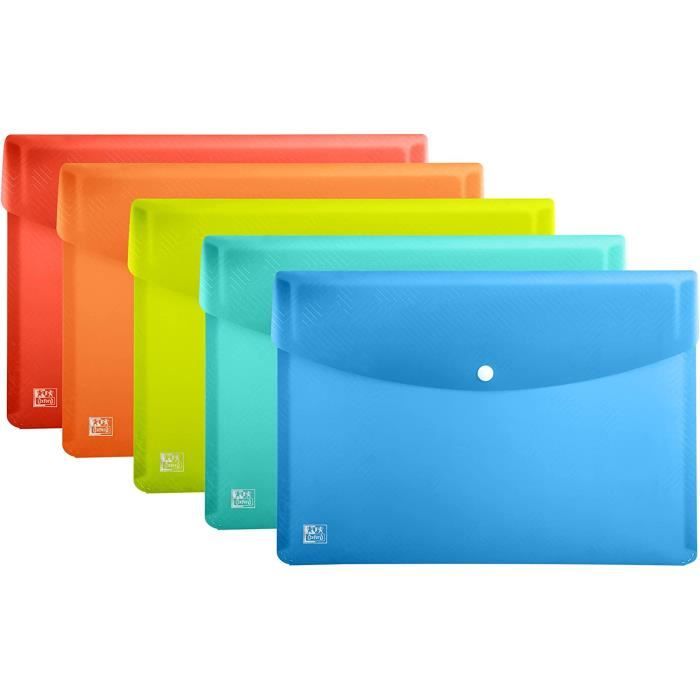 Oxford Lot de 5 porte-documents A5 en plastique transparent 5 ...