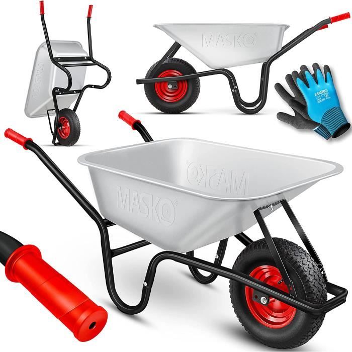 Brouette de chantier, brouette de jardin 100 litres jusqu'à 250kg pneus ...
