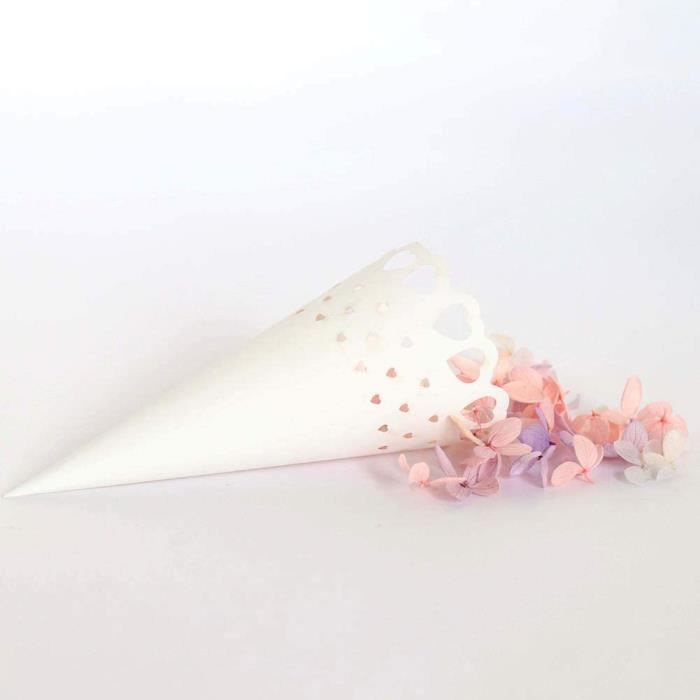 Sumshy 50Pcs Blanc Cone en Confettis pour Mariage, DIY Cône en Papier ...