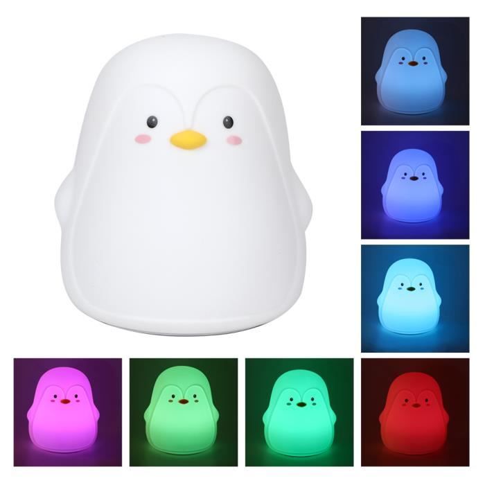 TMISHION veilleuse pingouin Silicone coloré mignon pingouin USB charge LED veilleuse lampe pour ...