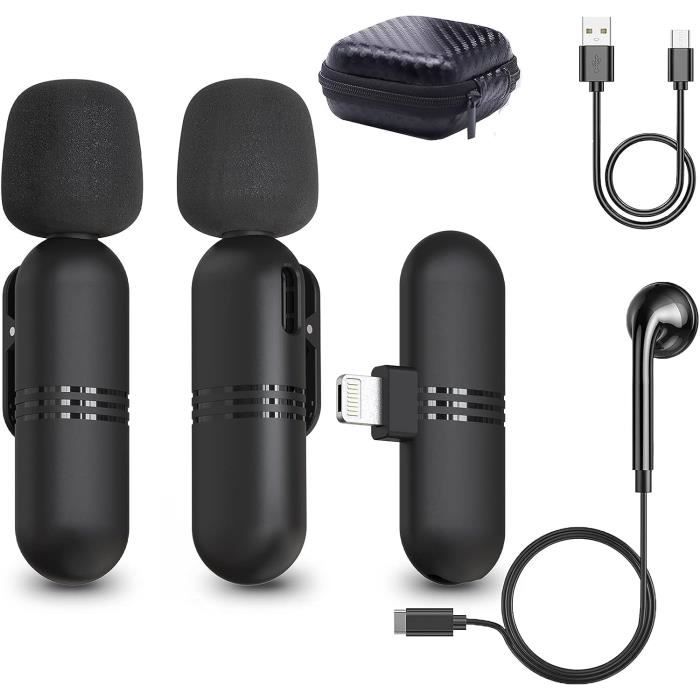 2 Packs De Micros À Ruban De Lavalier Sans Fil Pour Iphone, Micro À ...