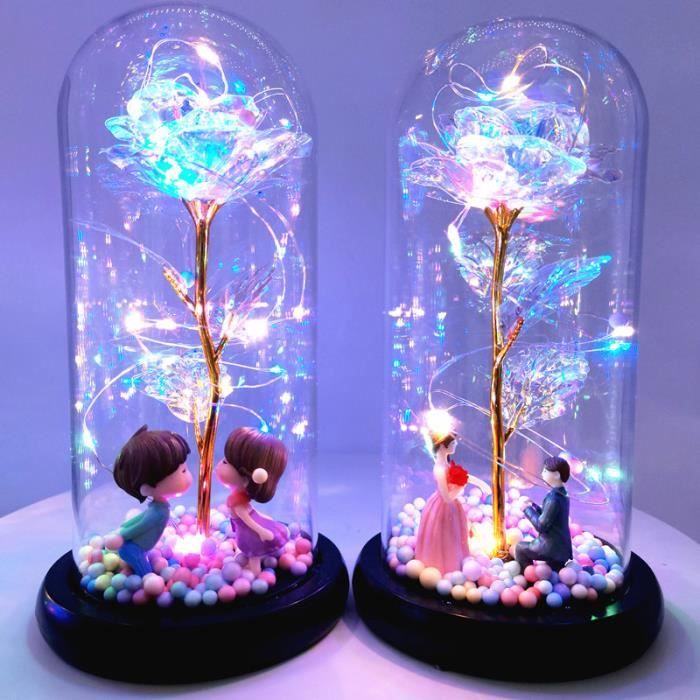 Lampe Led Rose Éternelle En Feuille De Verre, Décoration Pour La Maison ...
