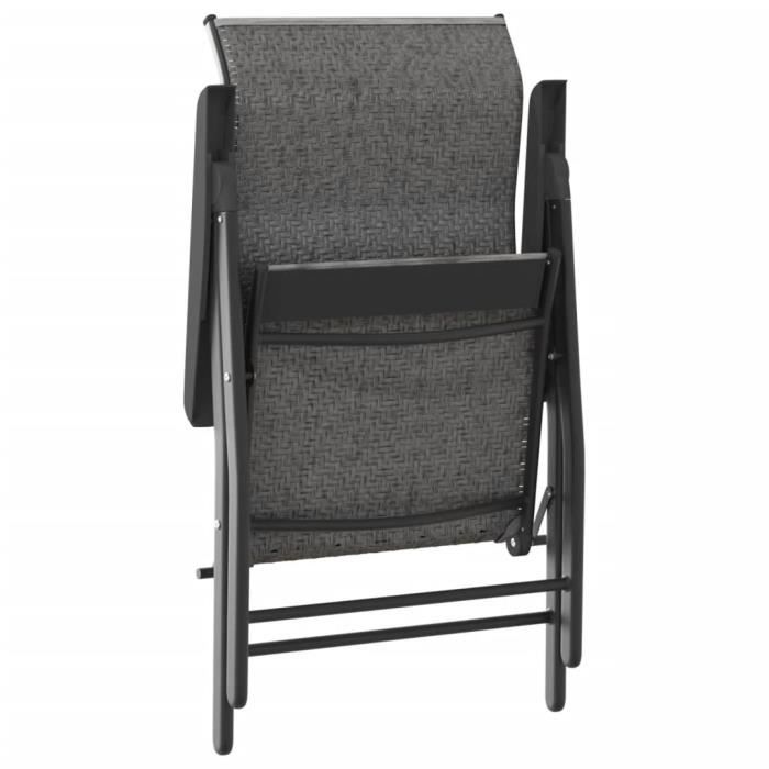 KIT Chaises pliables de jardin lot de 8 gris résine tressée - SALALIS ...