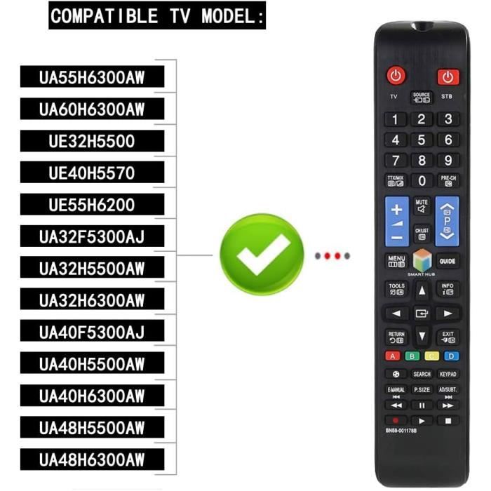 Remplacement Telecommande Samsung Bn59-01178B Tm1250A Télécommande Pour Samsung Smart Led Lcd Tv ...