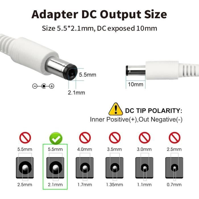 Tonton DC Alimentation 12V 3A, AC 100-240V 50 60Hz, Adaptateur secteur ...