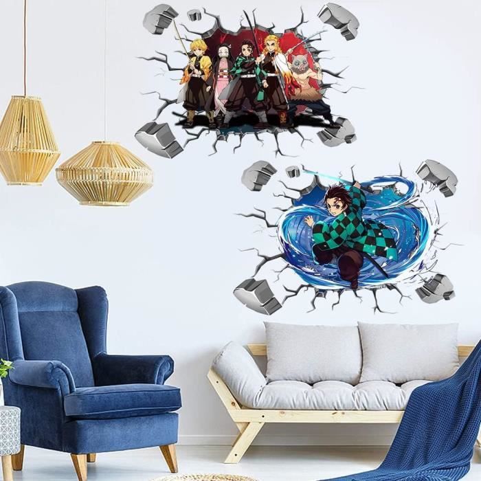 Demon Slayer Stickers Décorations Murales 3D Smash Sticker Mural ...