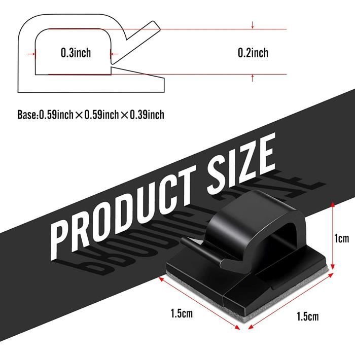 120PCS Clips de Câble Adhésifs 3M Rangement de Câbles Fixation Auto ...