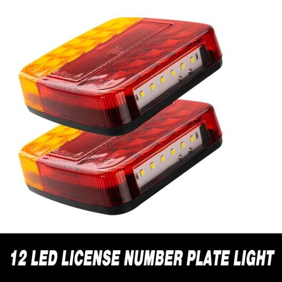 Lot de 2 LED Feux de remorque avec fil en rouge et jaune Pour Camion ...