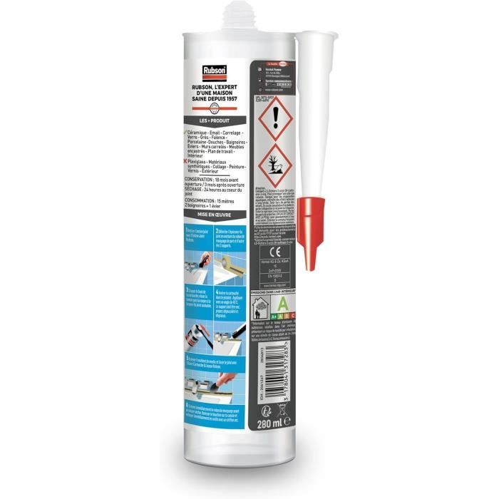 Mastic Bain & Cuisine Couleur Noir Intense, Joint Silicone Multi ...