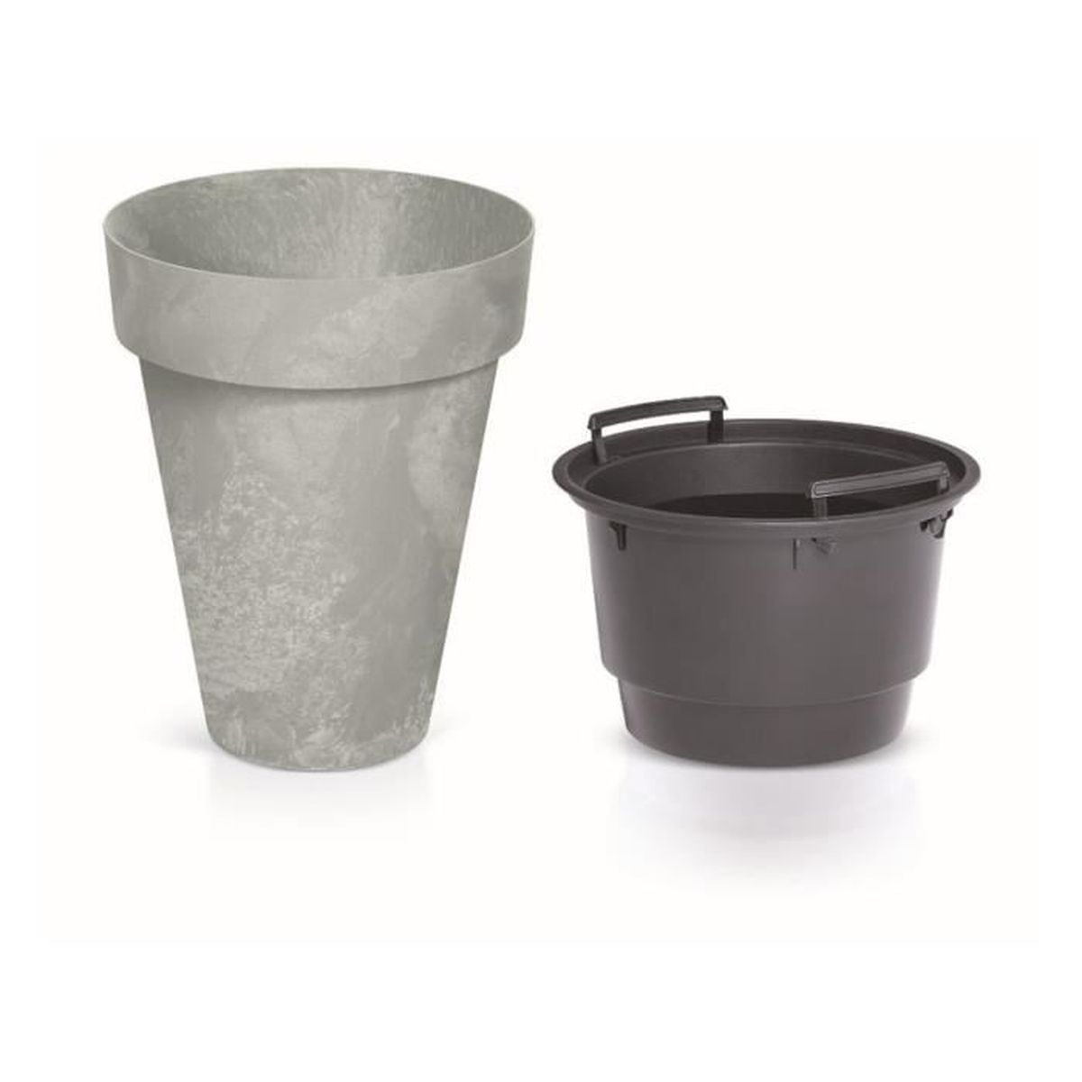 Pot de fleurs rond avec insert Prosperplast Cube Slim Beton Effect ...