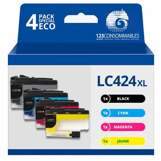 Pack compatible BROTHER LC424, 4 cartouches - Cdiscount Informatique