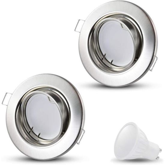 XimstF Decoro Spot LED encastrable orientable rond (chromé mat) avec ...