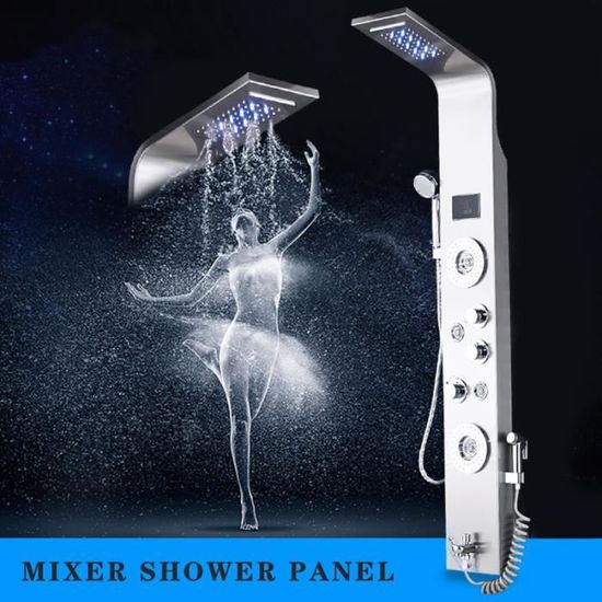 JULLYBATHEVY Colonne de Douche Hydromassante- SPA Massage Jet - LED ...