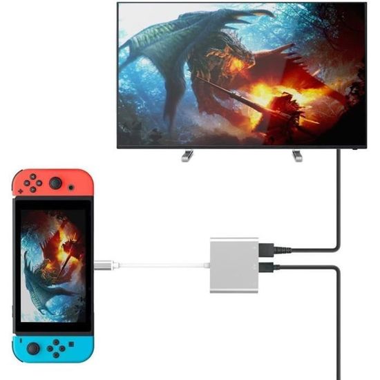 Adaptateur USB Type C - Nintendo Switch - Hub Multifonctionnel - 1080P ...