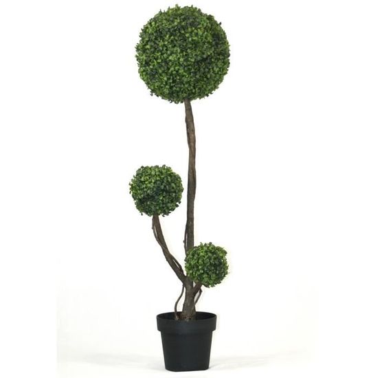 Arbre artificiel buis topière 3 boules extérieur anti- uv Hauteur 120 ...