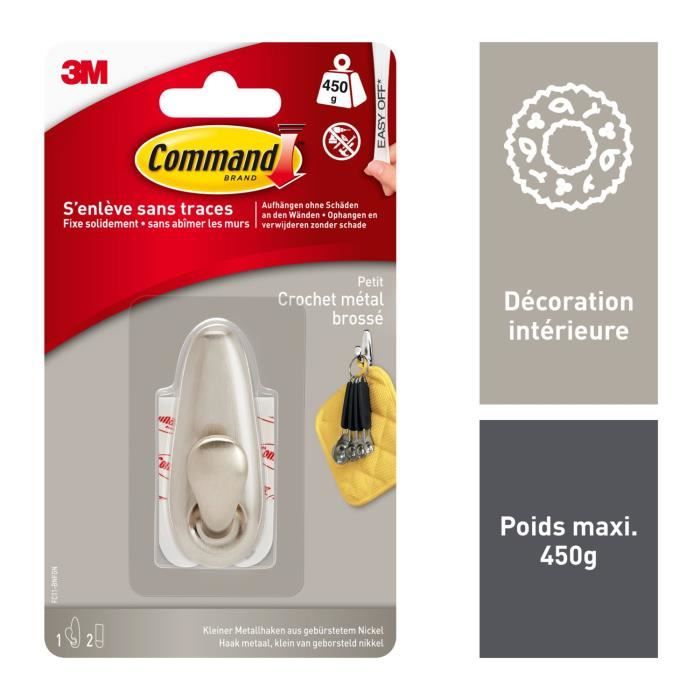 3M Crochet Métal Déco Nickel Brossé - Petit Modèle - Cdiscount Bricolage