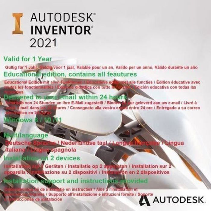 Autodesk Inventor Professional 2021 Licence d'un an. Livraison numérique dans les 24 heures ...