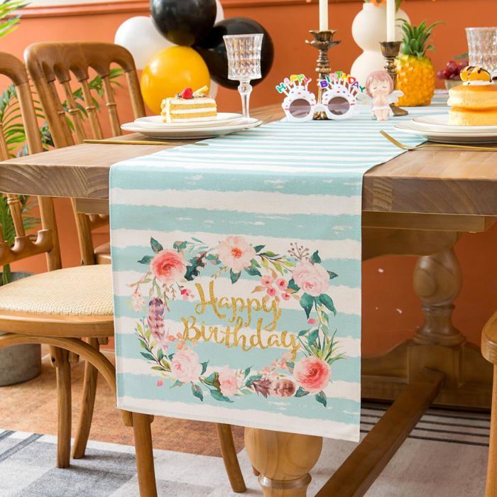 Chemin De Table Anniversaire Couronne Florale Vert D Anniversaire Avec ...