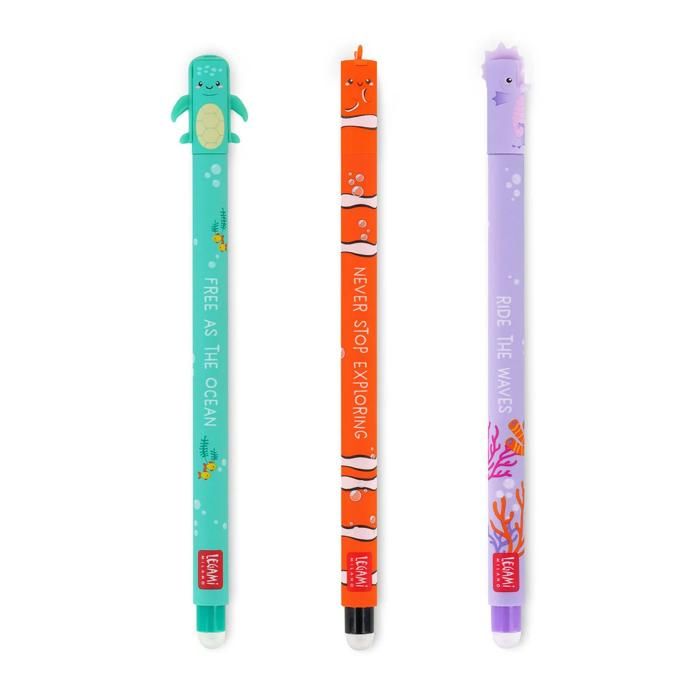 Legami - Lot de 3 stylos gel effaçables, sous la mer, stylos avec encre ...