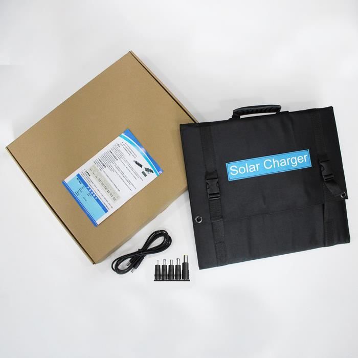 Chargeur solaire 60W--Panneau solaire pliable 60W, DC 18V, USB 5V, chargeur mobile pour ...