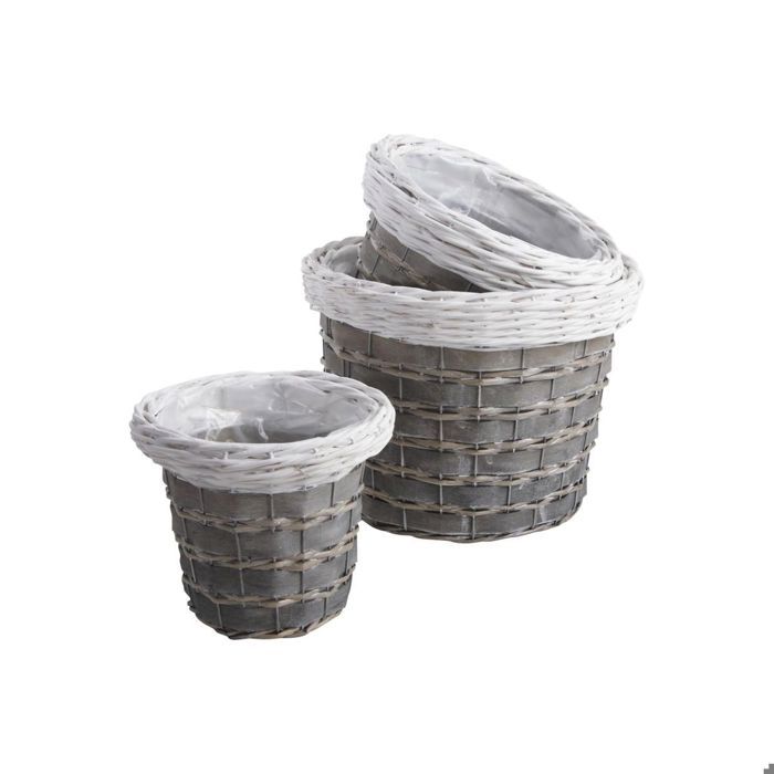 Cache-pots en osier gris et blanc (lot de 3) - Cdiscount Jardin
