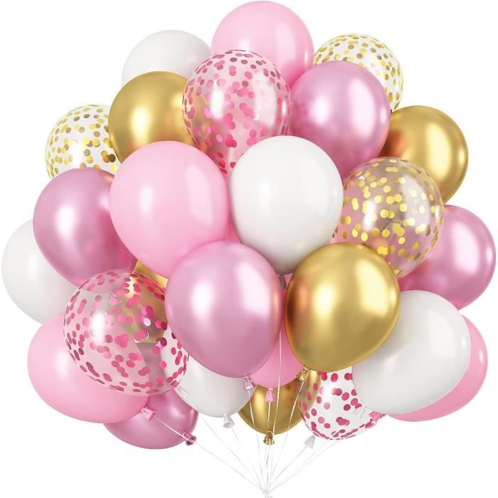 Ballons Rose Blanc Or, 12 Pouces Rose Pastel Blanc Métallisé Rose Or ...