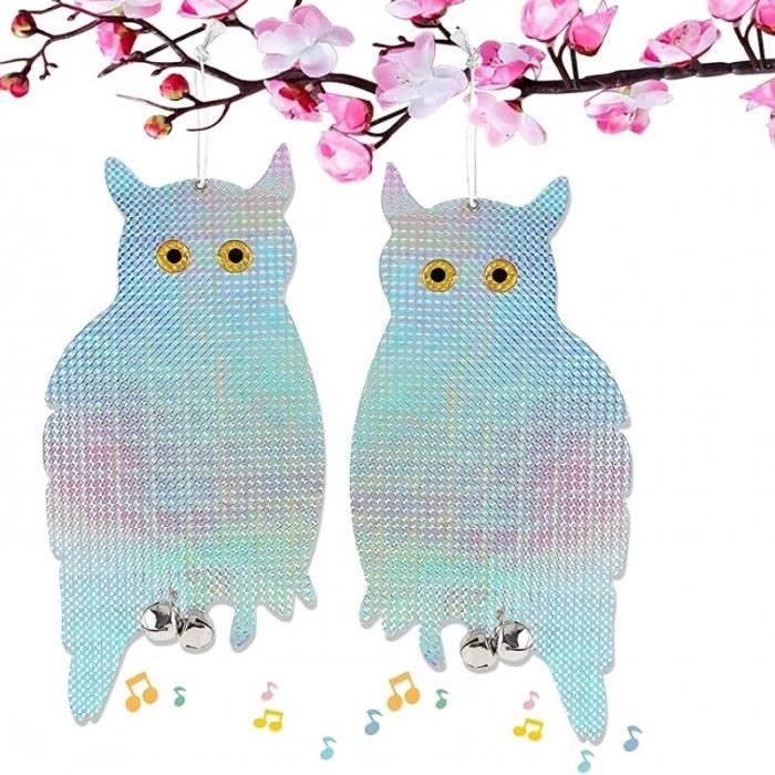 Lot de 2 hiboux dissuasifs pour pigeons oiseaux épandeur réfléchissant ...